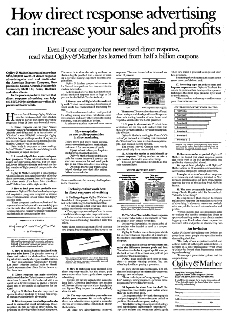 ‘Direct Response’ David Ogilvy, O&M | STUFF FROM THE LOFT.