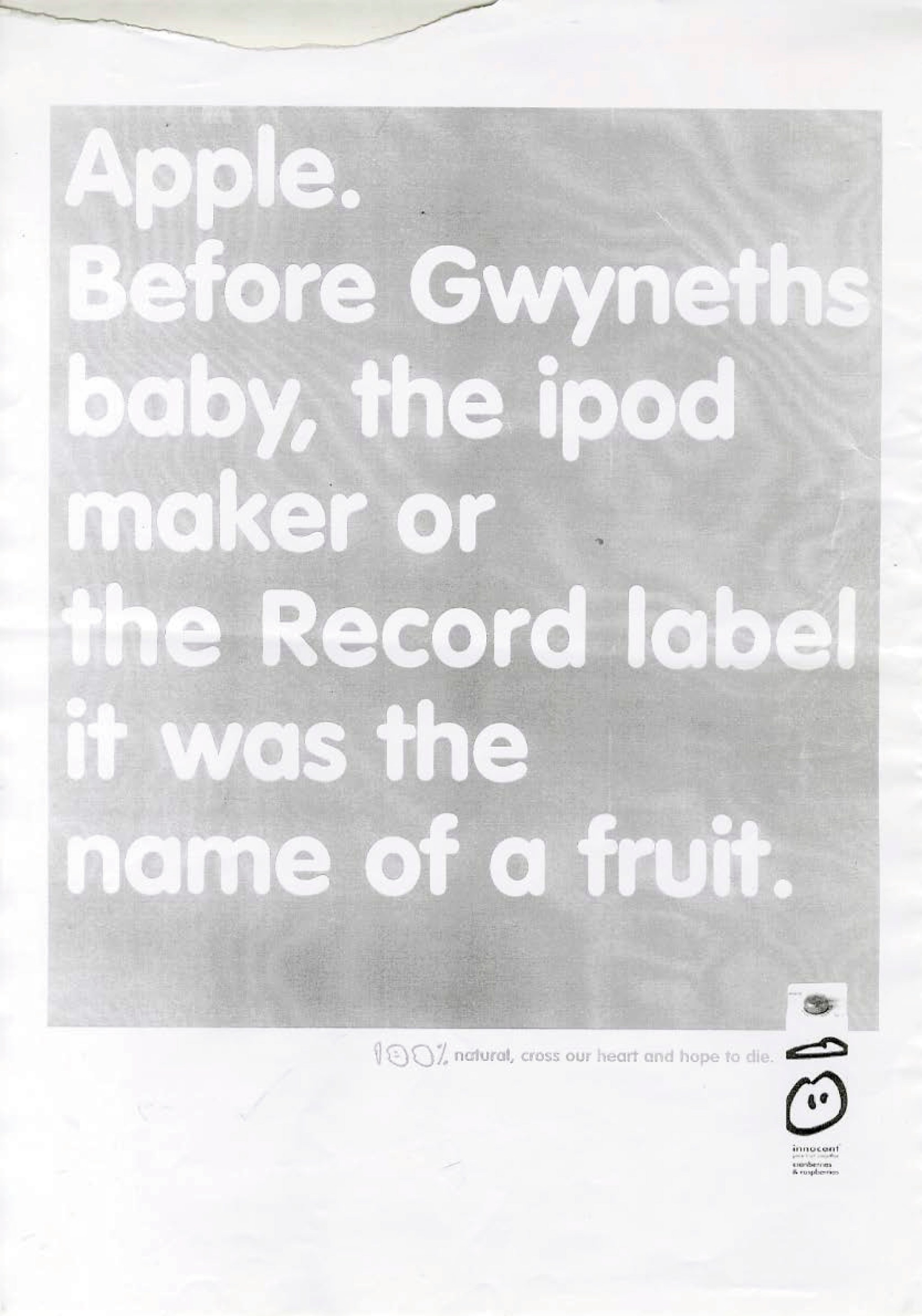 ‘Apple. Before’ Innocent, ‘100%’, CDD | STUFF FROM THE LOFT.