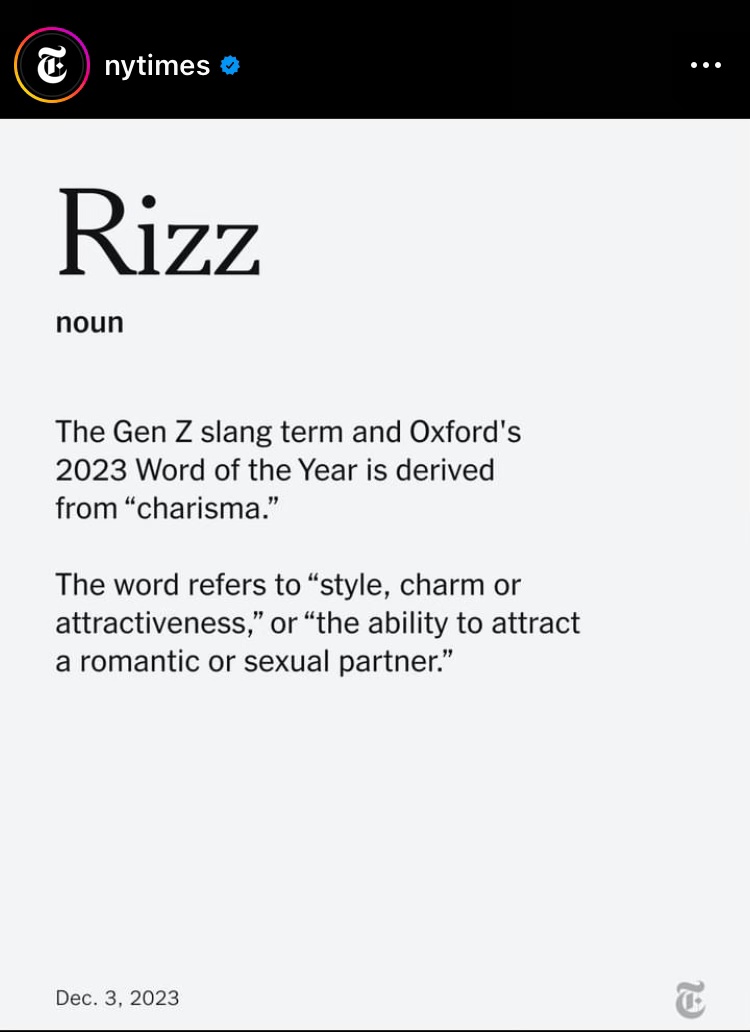 Rizz, the Definition | STUFF FROM THE LOFT.